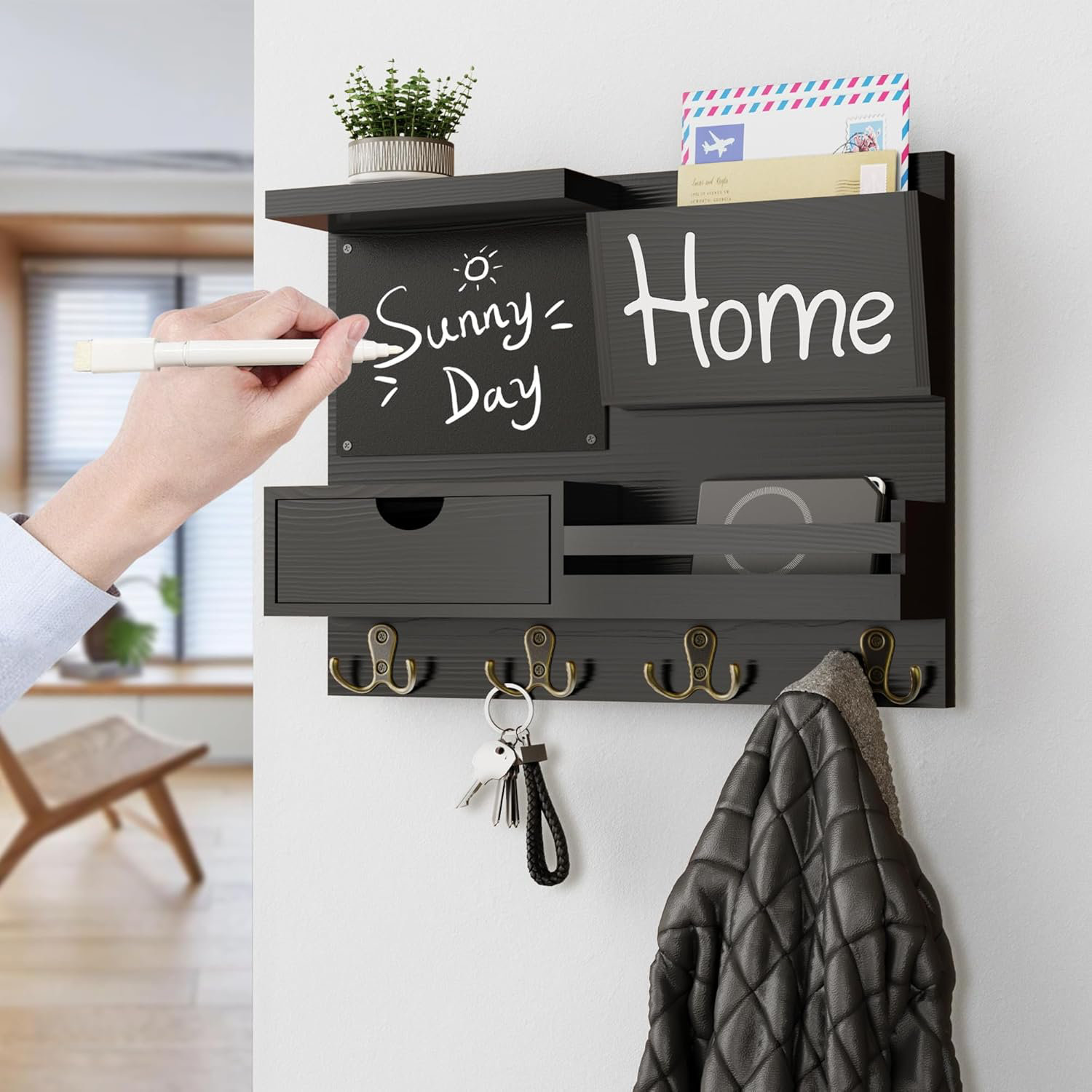 Latitude Run® Farmhouse Wall Keychain With Email Organizer | Wayfair
