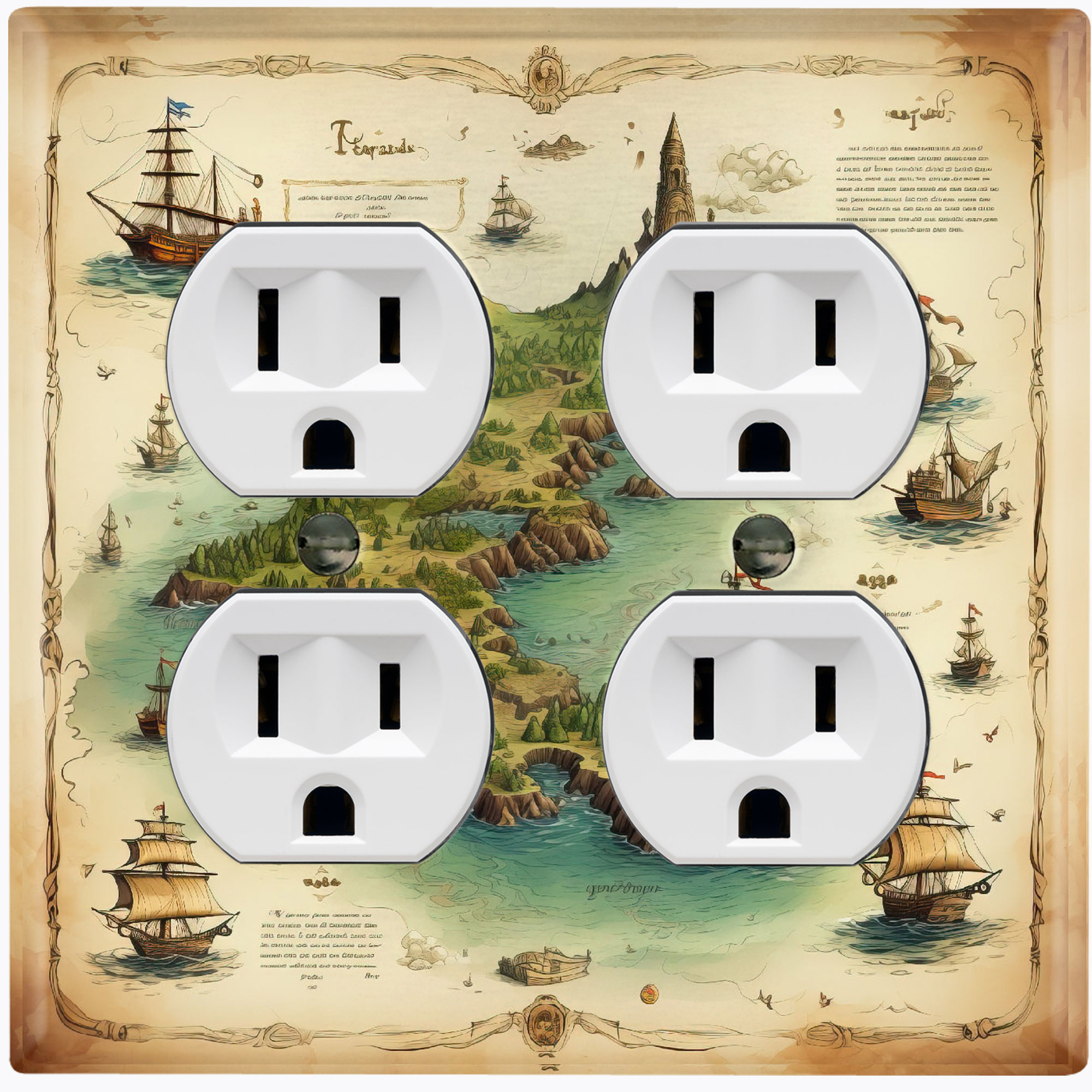 WorldAcc Nautical Themed 2 - Gang Duplex Outlet Standard Wall Plate ...