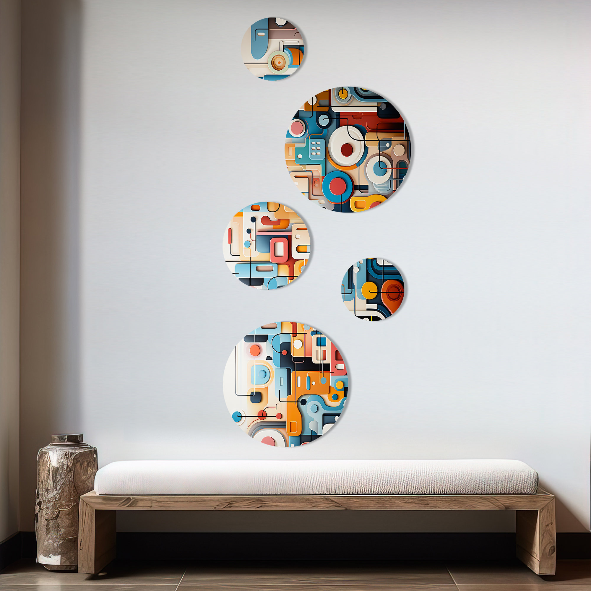 Ivy Bronx Blue And Yellow Abstract Music Fusion - Abstract Round Wall ...