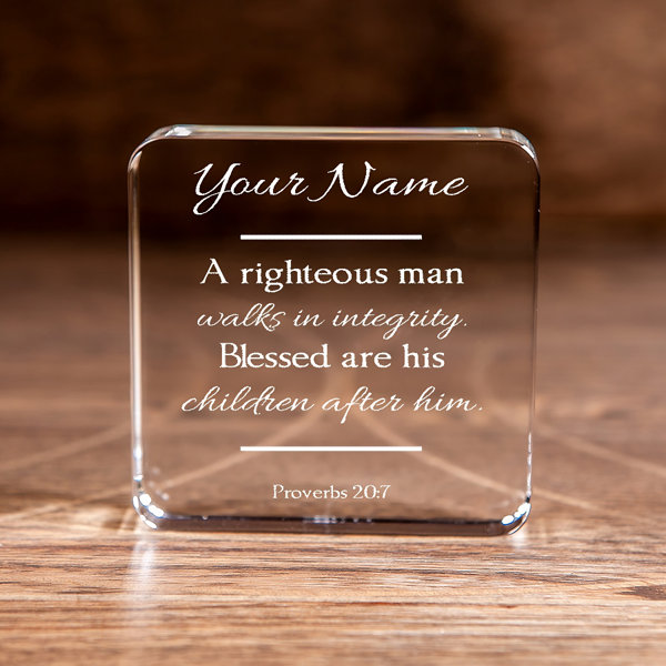 Trinx Jesiel Personalized Proverbs 20:7 Crystal Paperweight - 3D Laser ...