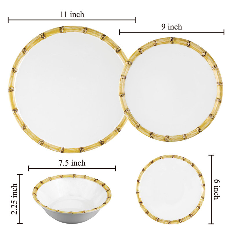 Bayou Breeze Golz 16 Piece Melamine Dinnerware Set, Service for 4 | Wayfair