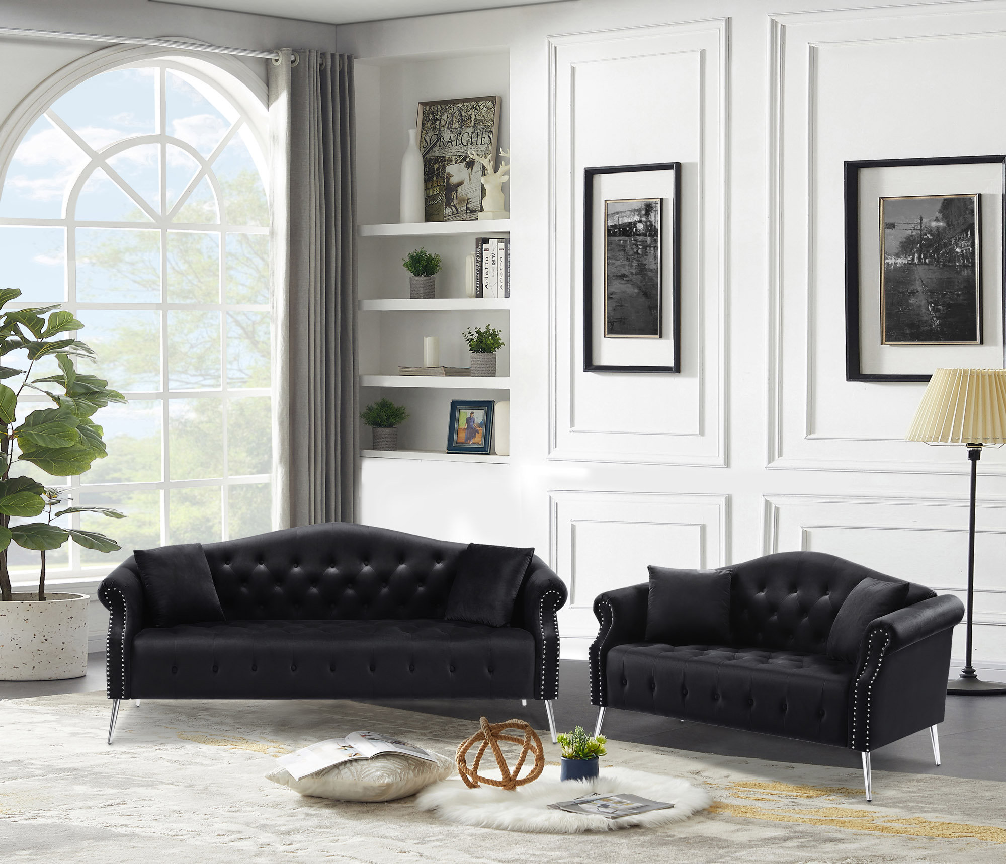 ExpressThrough Classic Chesterfield Velvet Sofa Set | Wayfair
