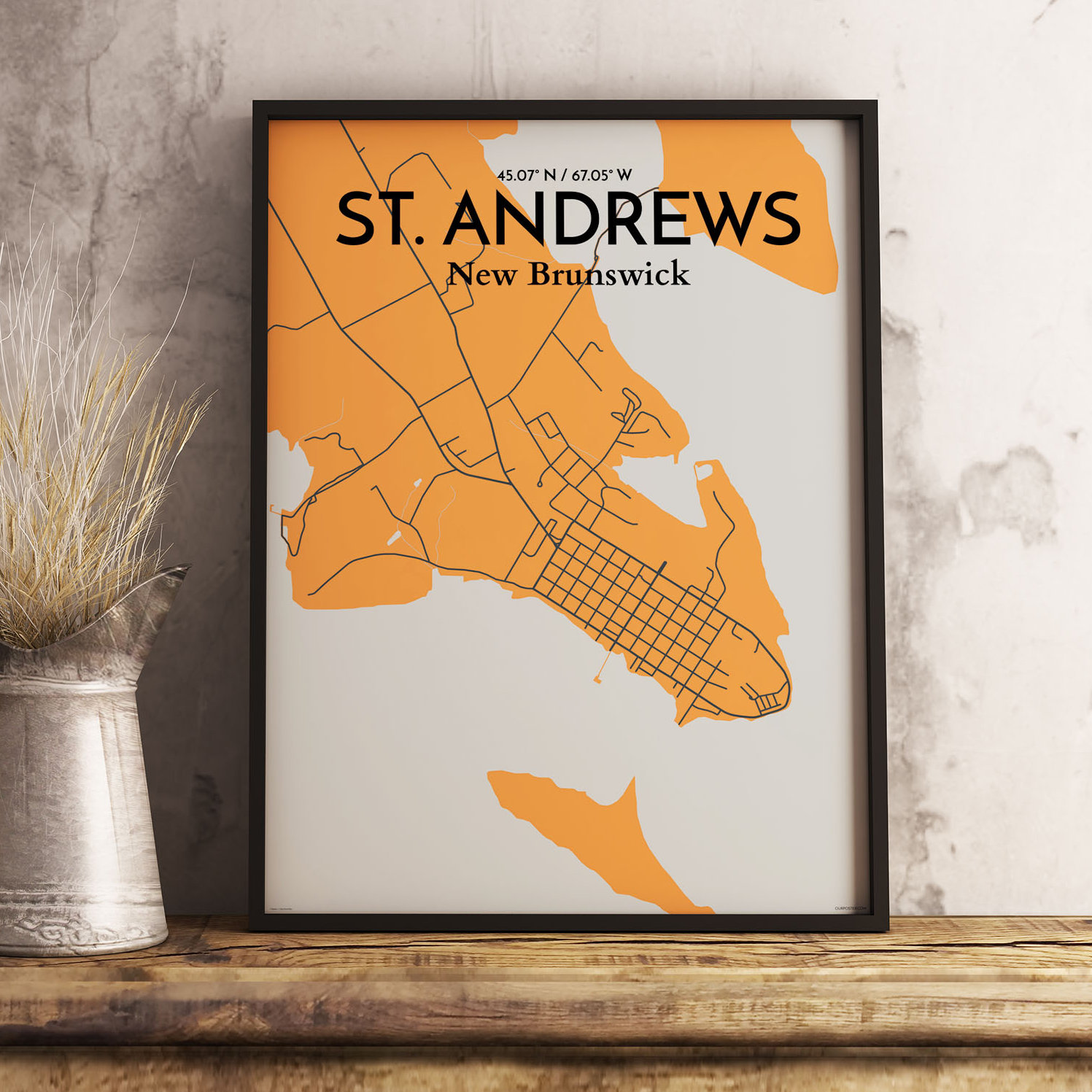 Wrought Studio St. Andrews City Map Graphic Art Print Poster in Orange ...