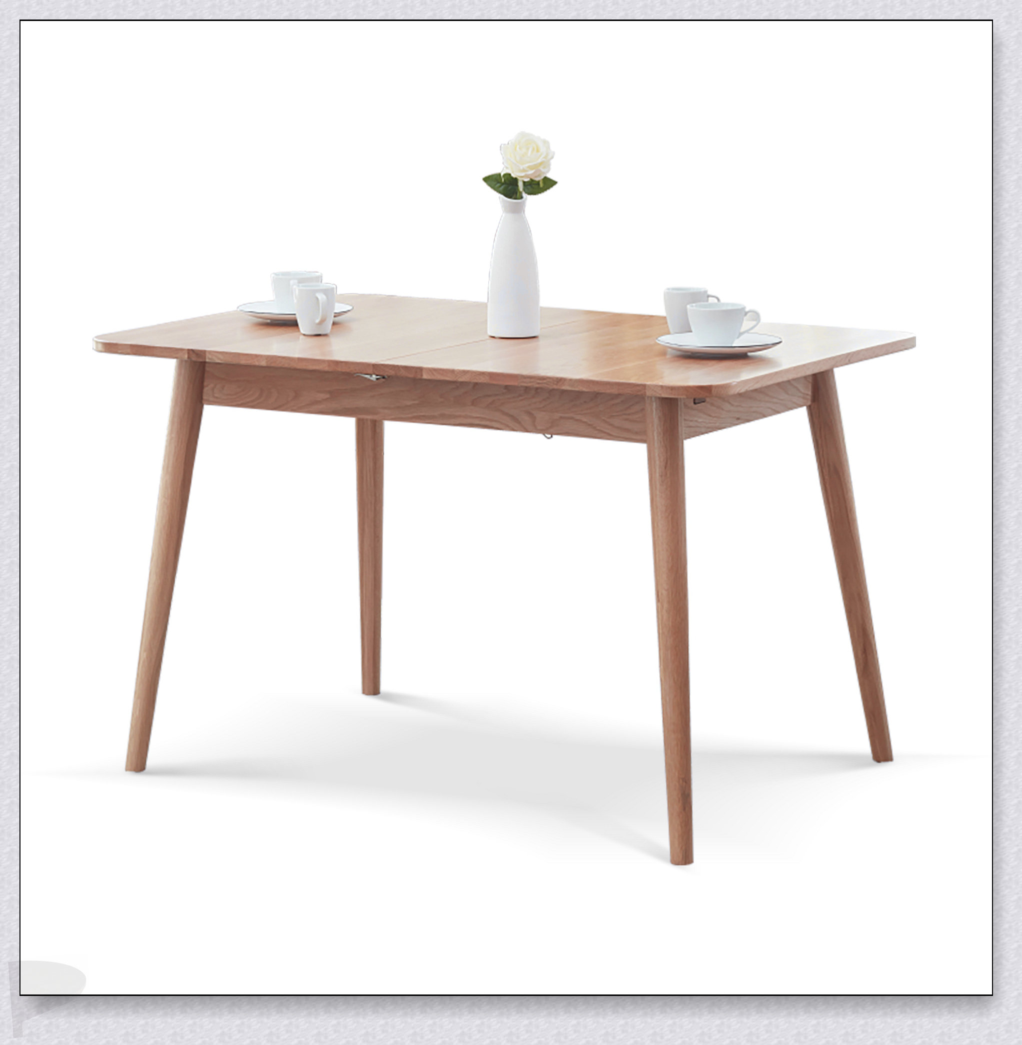 George Oliver Natural Solid Oak Round Corner Diagonal Leg Telescopic ...