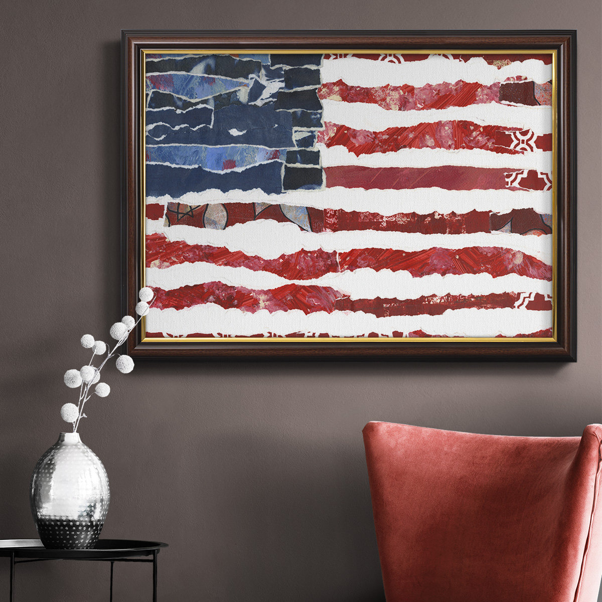 Ivy Bronx Patriotic Collage Flag I Premium Framed Canvas- Ready To Hang ...