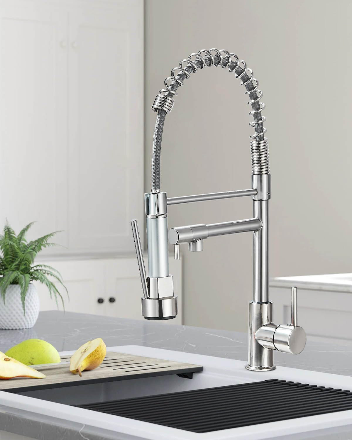 AlenArtWater Kitchen Faucet, Spring-Neck + Pull-Out Dual Structure ...