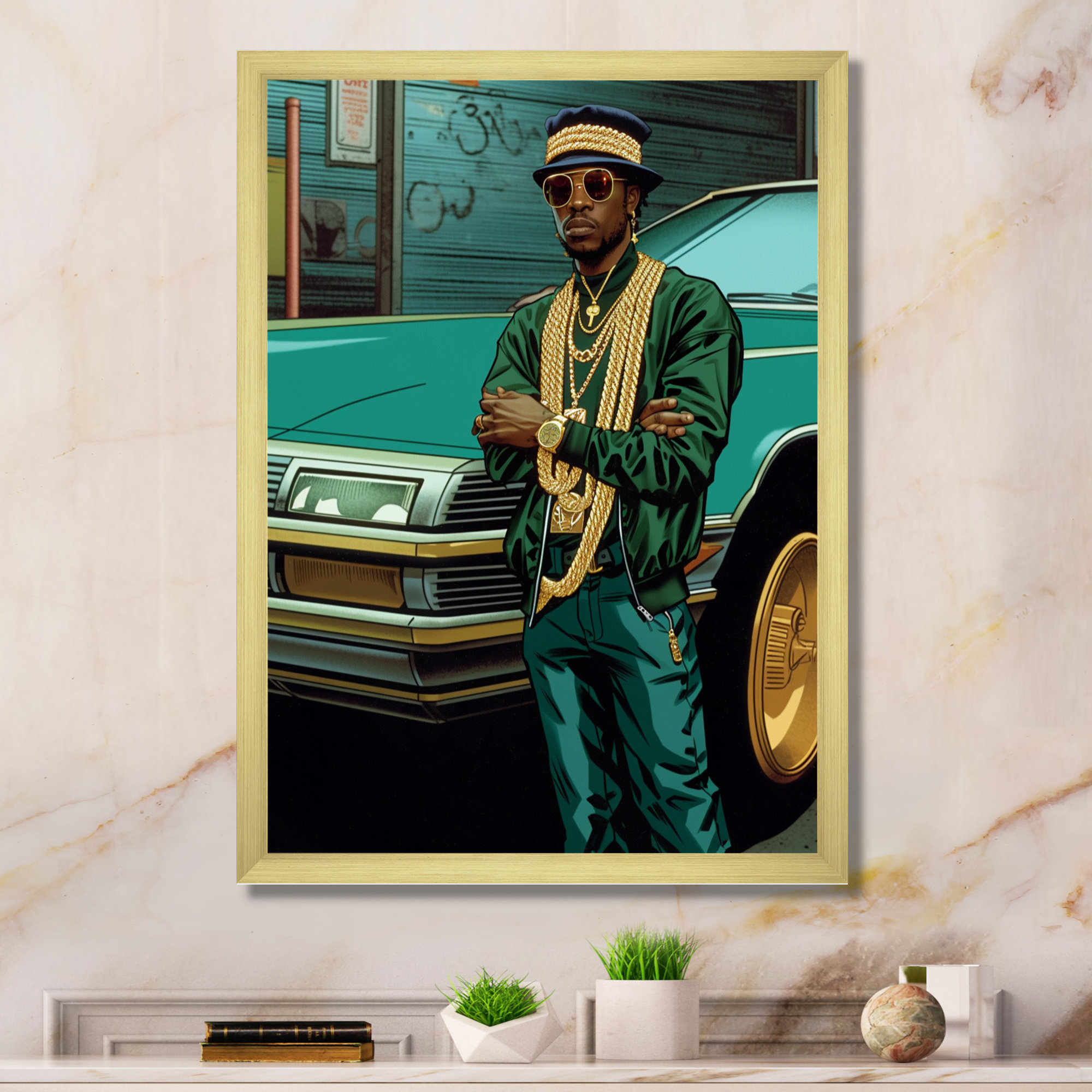 House of Hampton® 80'S Rapper With Gold Chains " 80'S Rapper With Gold ...