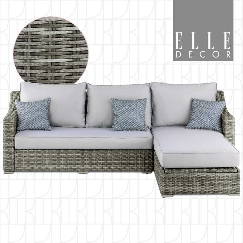 Elle Decor Vallauris Reversible Outdoor Sectional with Storage, Gray ...