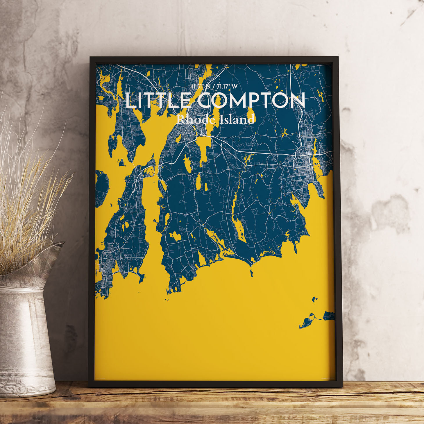 Wrought Studio 'Little Compton City Map' Graphic Art Print Poster in ...