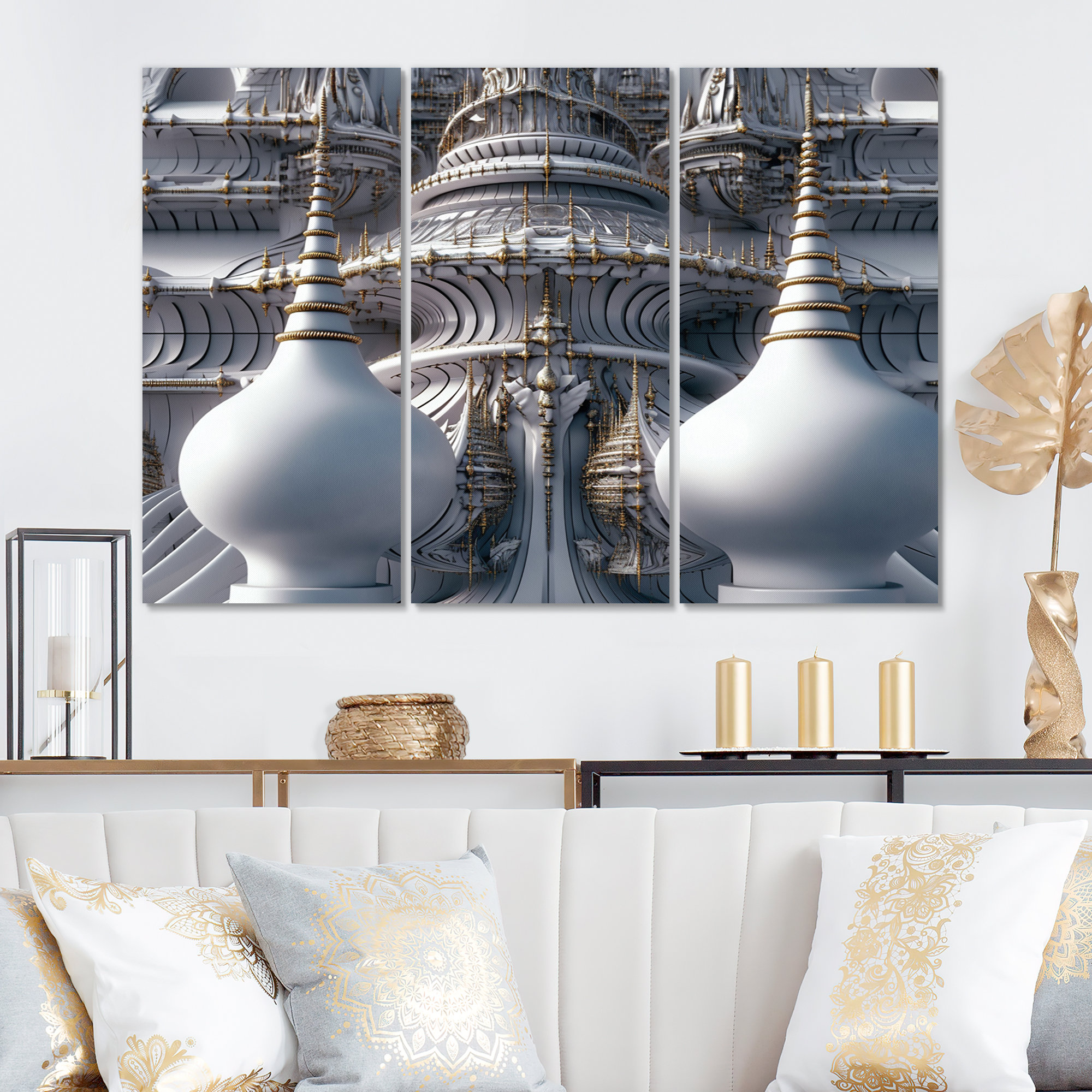 Red Barrel Studio® Fractal Futuristic Architecture II On Canvas 3 ...