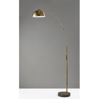AllModern Badlingham 71.5'' Antique Brass/Black Marble LED Arched/Arc ...