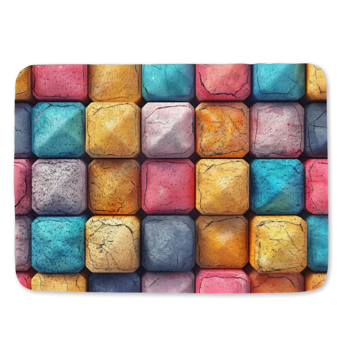 Ivy Bronx Mosaic tiles Bath Mat Patterns Bathroom Decor Vibrant squares ...
