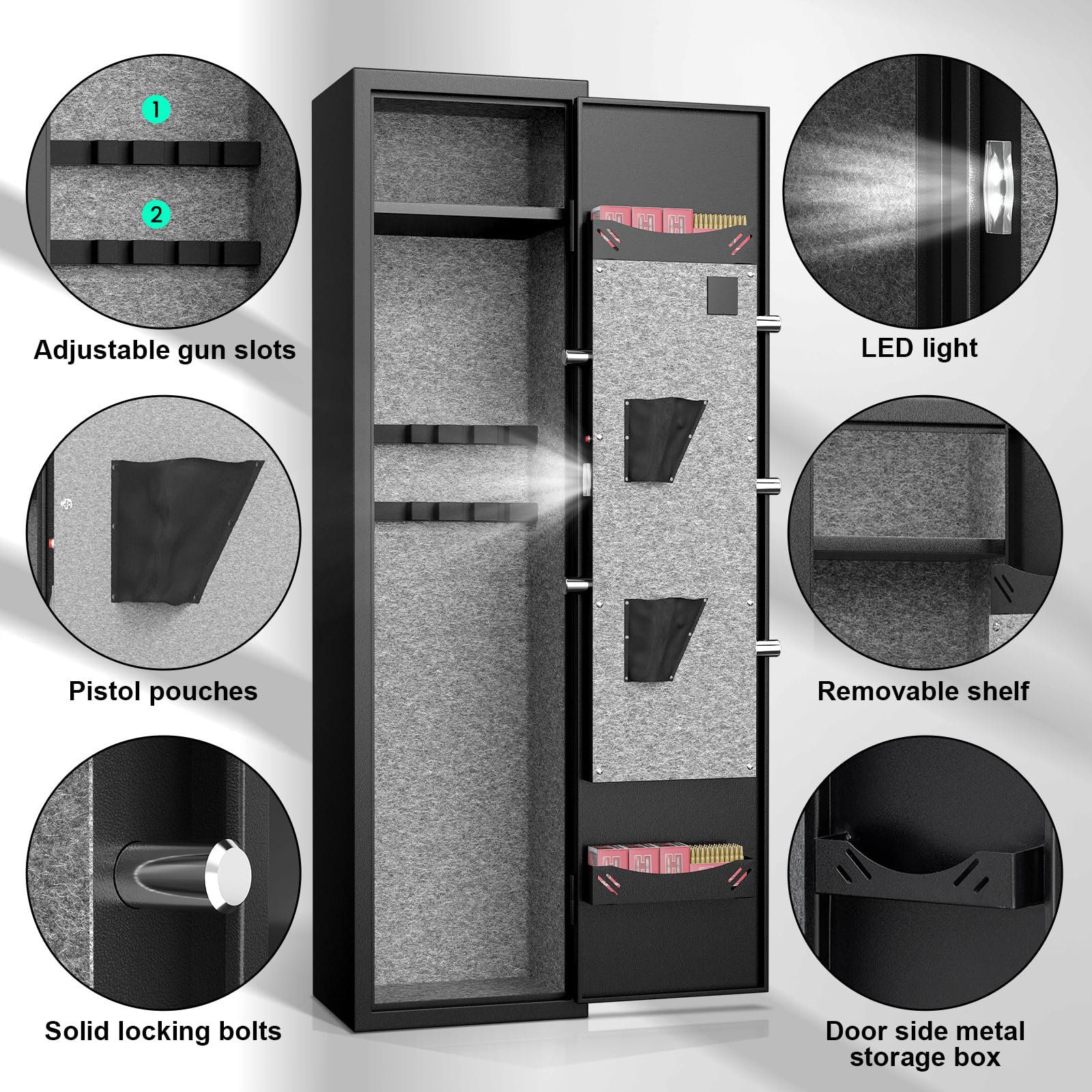 ZenithZest 2-3 Gun Safe, Biometric Fingerprint Gun Safe for Rifles and ...