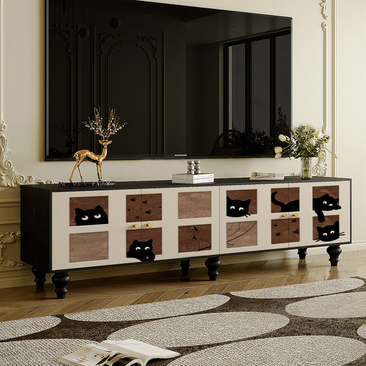 Darby Home Co 86.61" Black Solid Wood TV Stands - Wayfair Canada