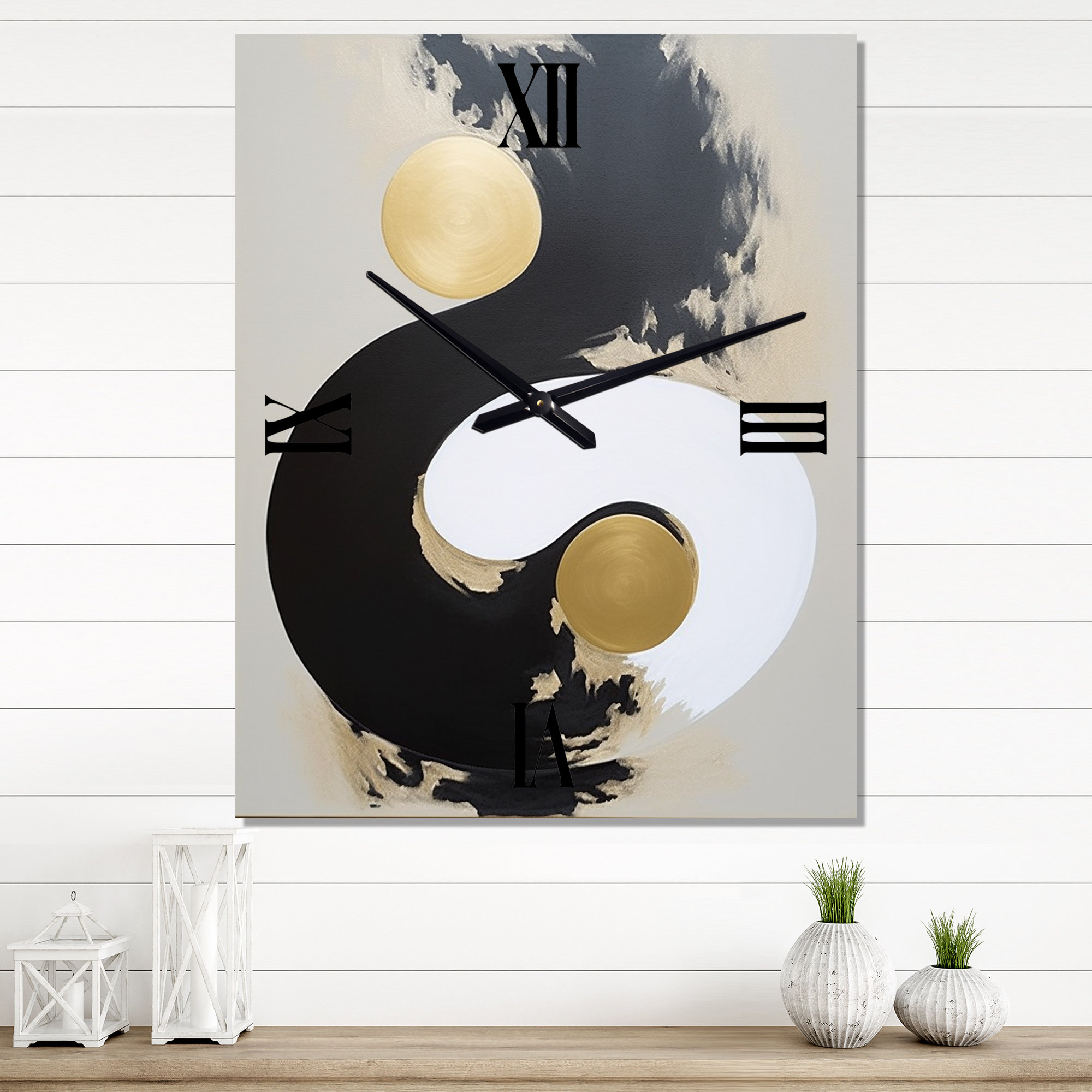 Design Art New Gold Balance X - Abstract Painting Wall Clock - Wayfair ...