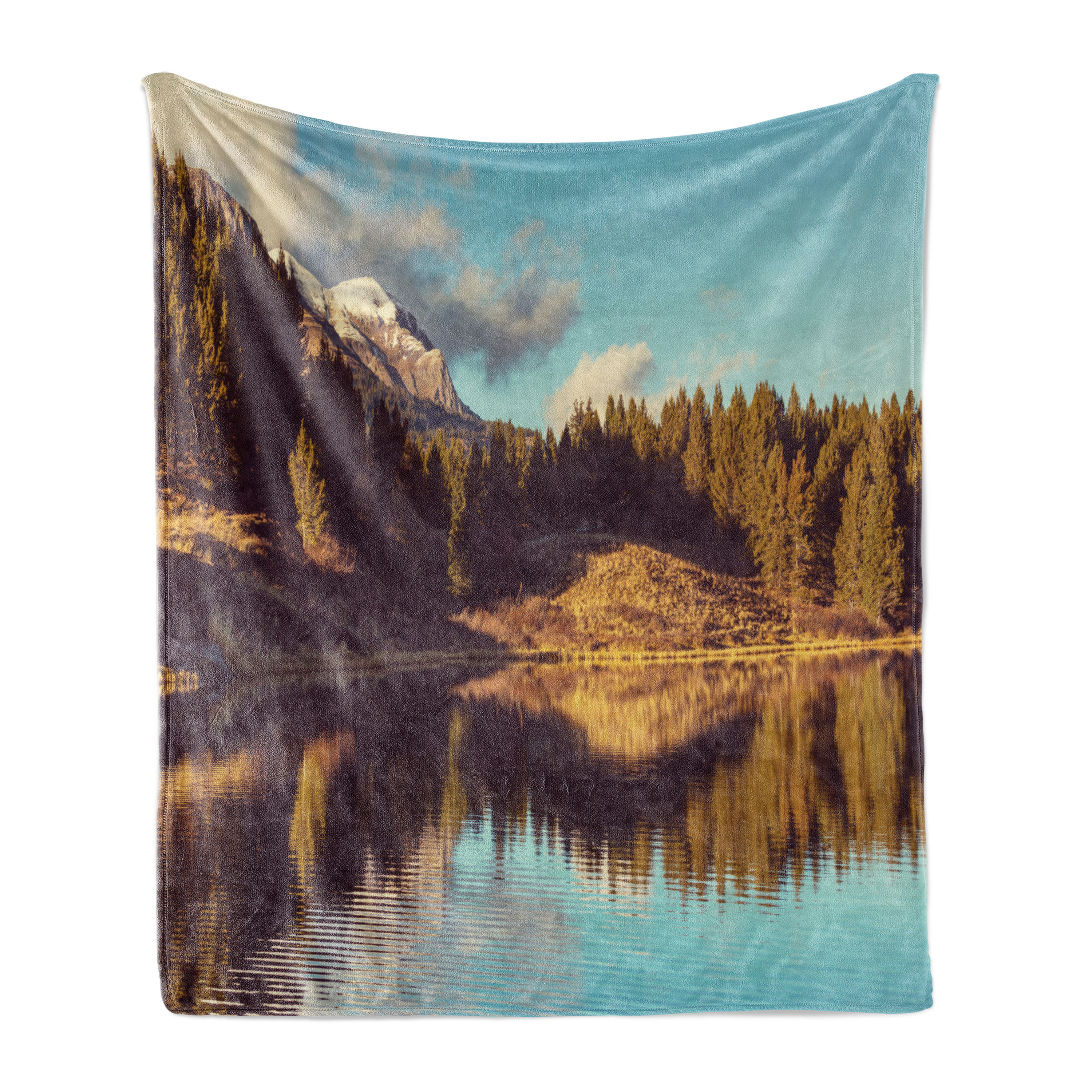 Ambesonne Aspen Tree Fleece Throw Blanket Mountain Lake Colorado Green ...