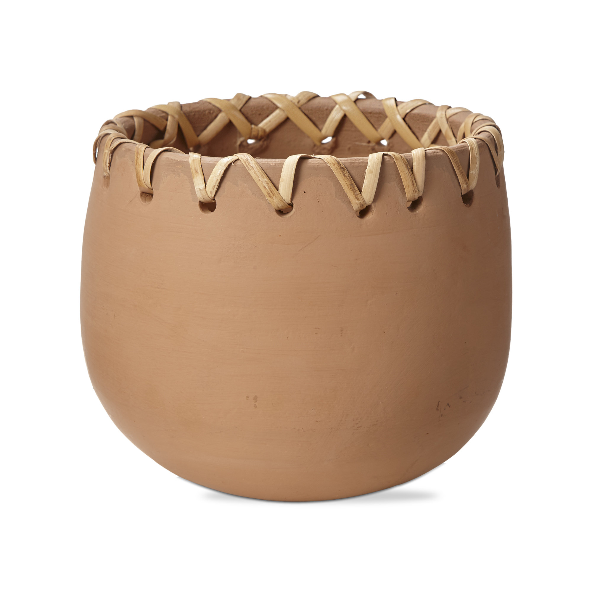 The Holiday Aisle® Basketweave Rim Terracotta Planter | Wayfair