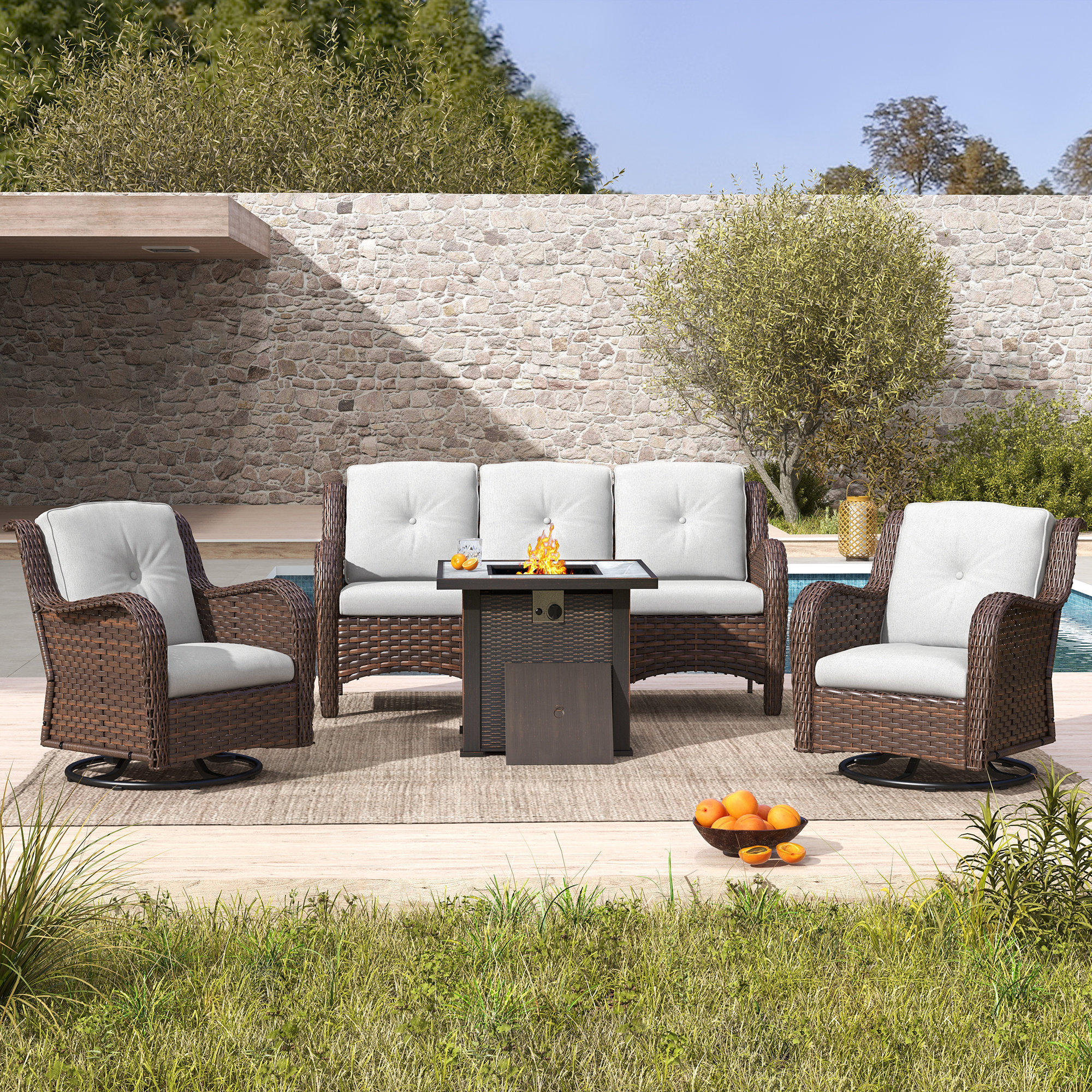 Red Barrel Studio® Ajara 5 - Person Outdoor Seating Group with Cushions ...