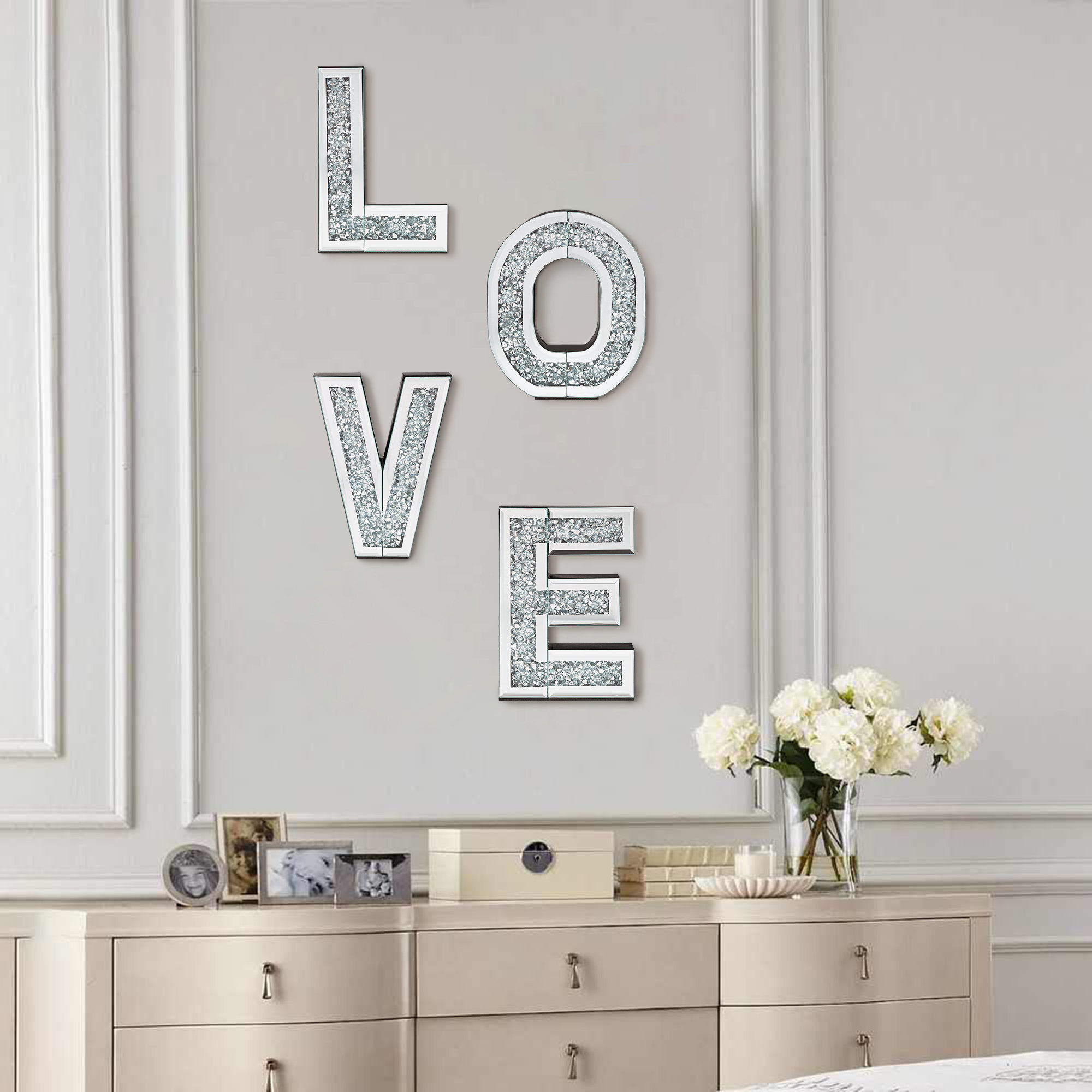 Everly Quinn Elvert 4 Piece Handmade Mirror Letters Wall Décor Set ...