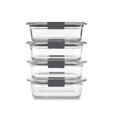 Rubbermaid Brilliance Glass Food Storage Containers with Lids, 3.2 Cup ...