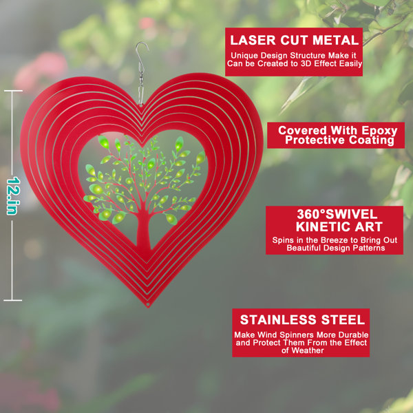 Arlmont & Co. Oron Tree of Life Wind Spinner Mandala 12 inch 3D ...