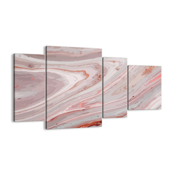Fairmont Park Liquid Pink - 4 Piece No Frame Print on Canvas | Wayfair.ie