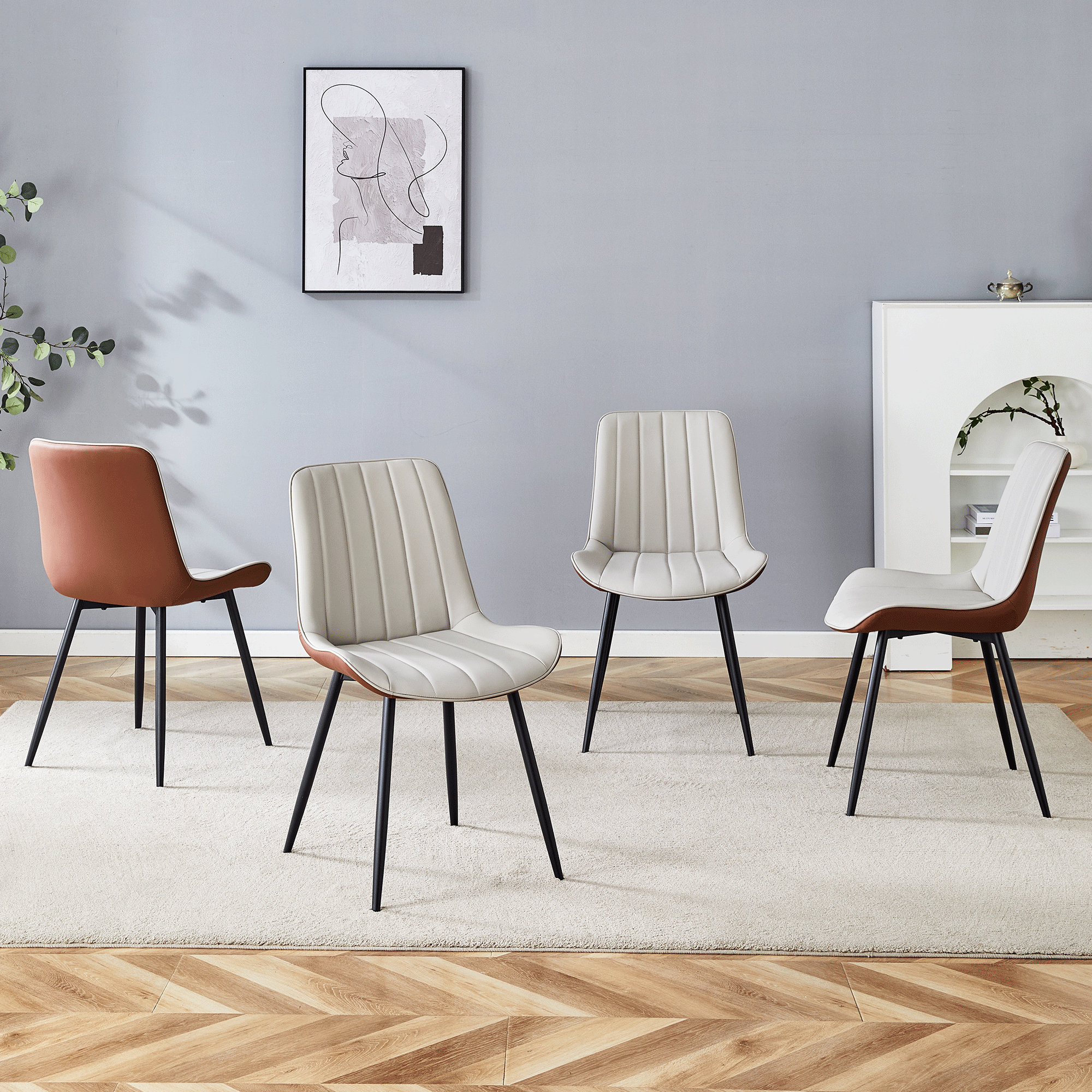 Corrigan Studio® Set of 4 Modern PU Leather Dining Chairs – Wide ...