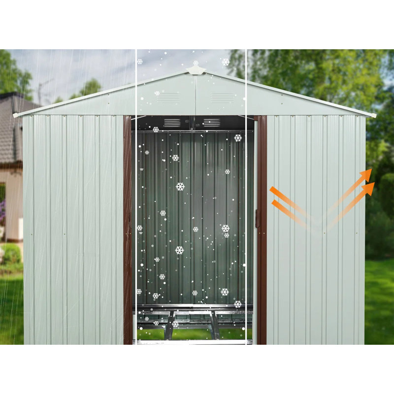 Creationstry Metal Vertical Storage Shed,Oudoor Shed with Punched Vents ...