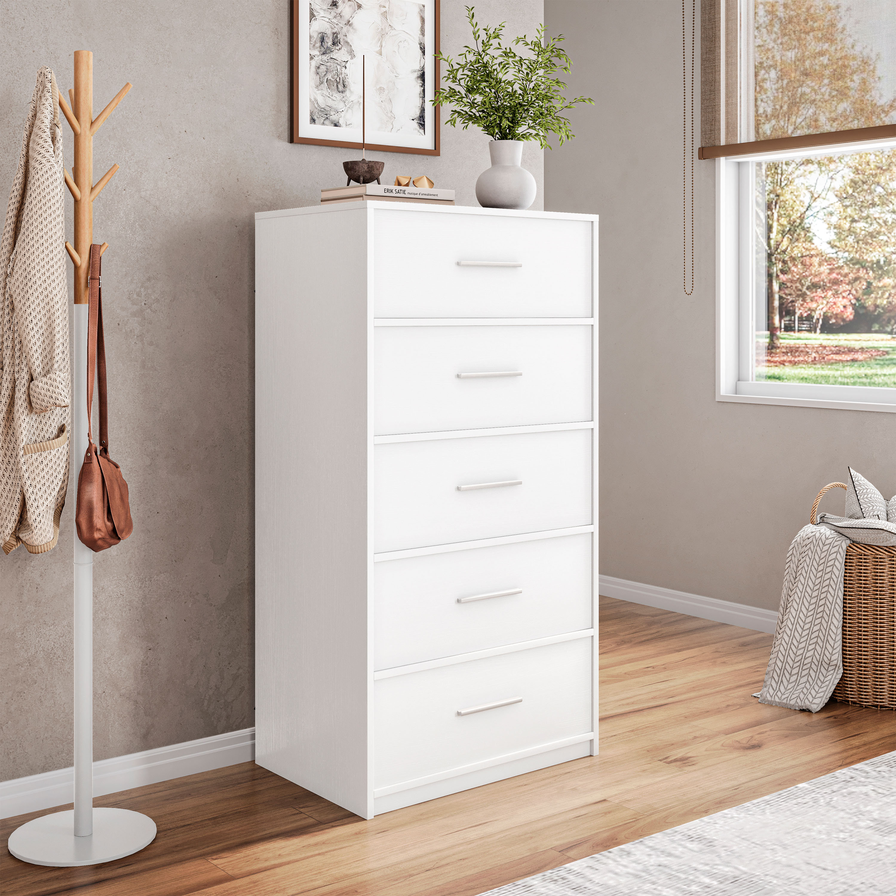 Latitude Run® Spacious Wood Frame Dresser with 5 Large Fabric Drawers ...