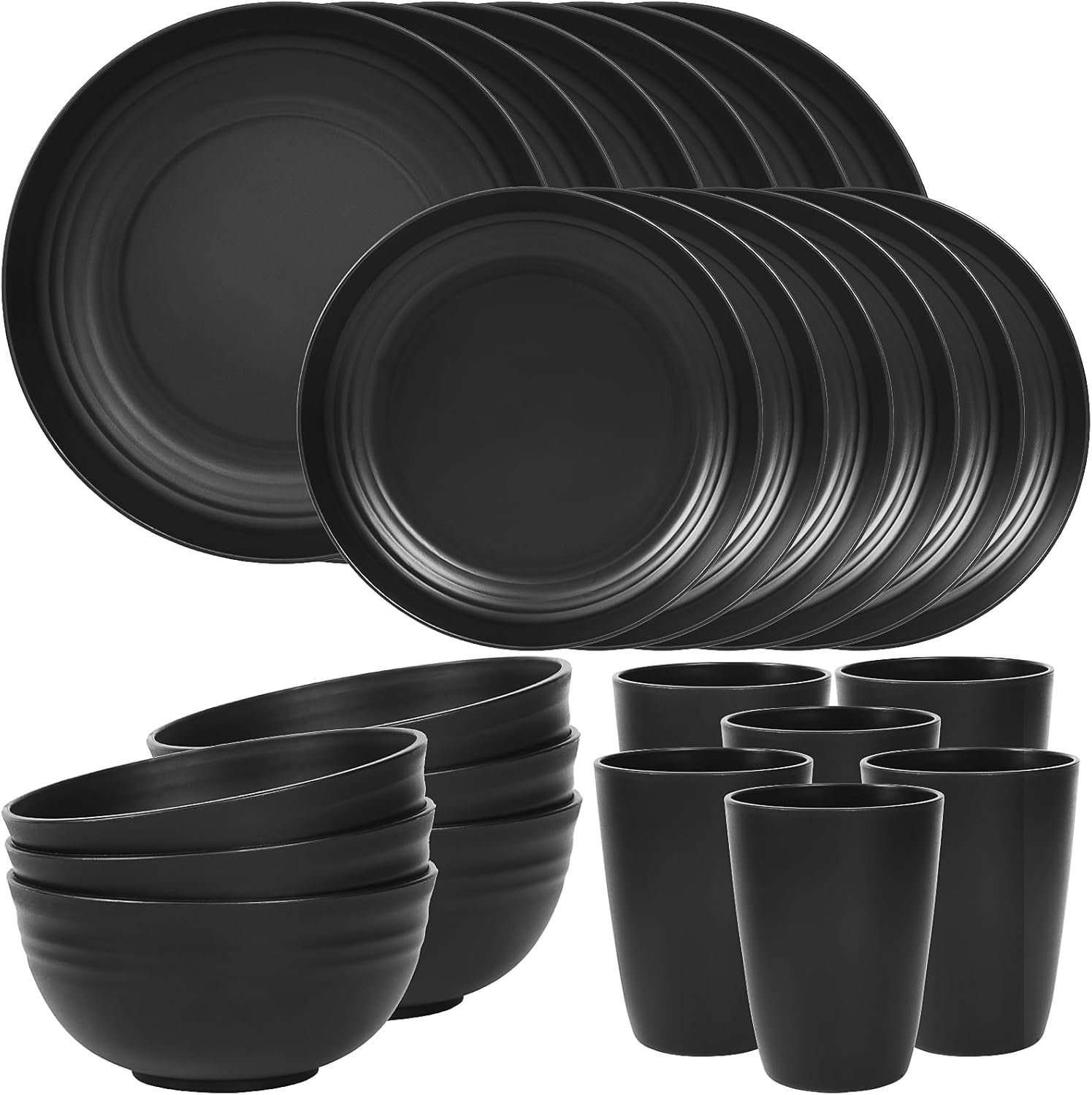 Ebern Designs 24 Piece Plates And Bowls Sets Of 6 Unbreakable Wheat ...