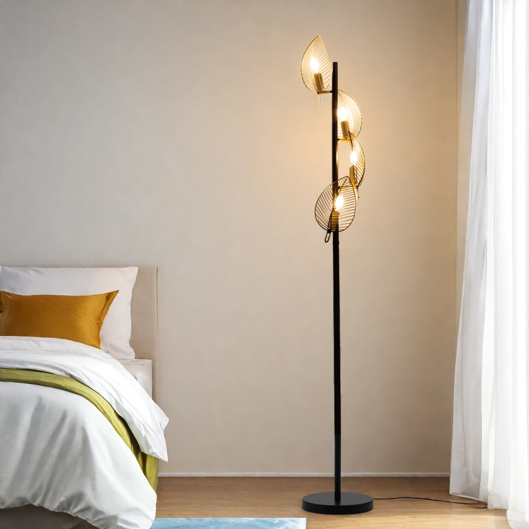 Ivy Bronx 67.3'' Metal Tree Floor Lamp with 4 Leaf-Shaped Lights for Living Room - Wayfair Canada