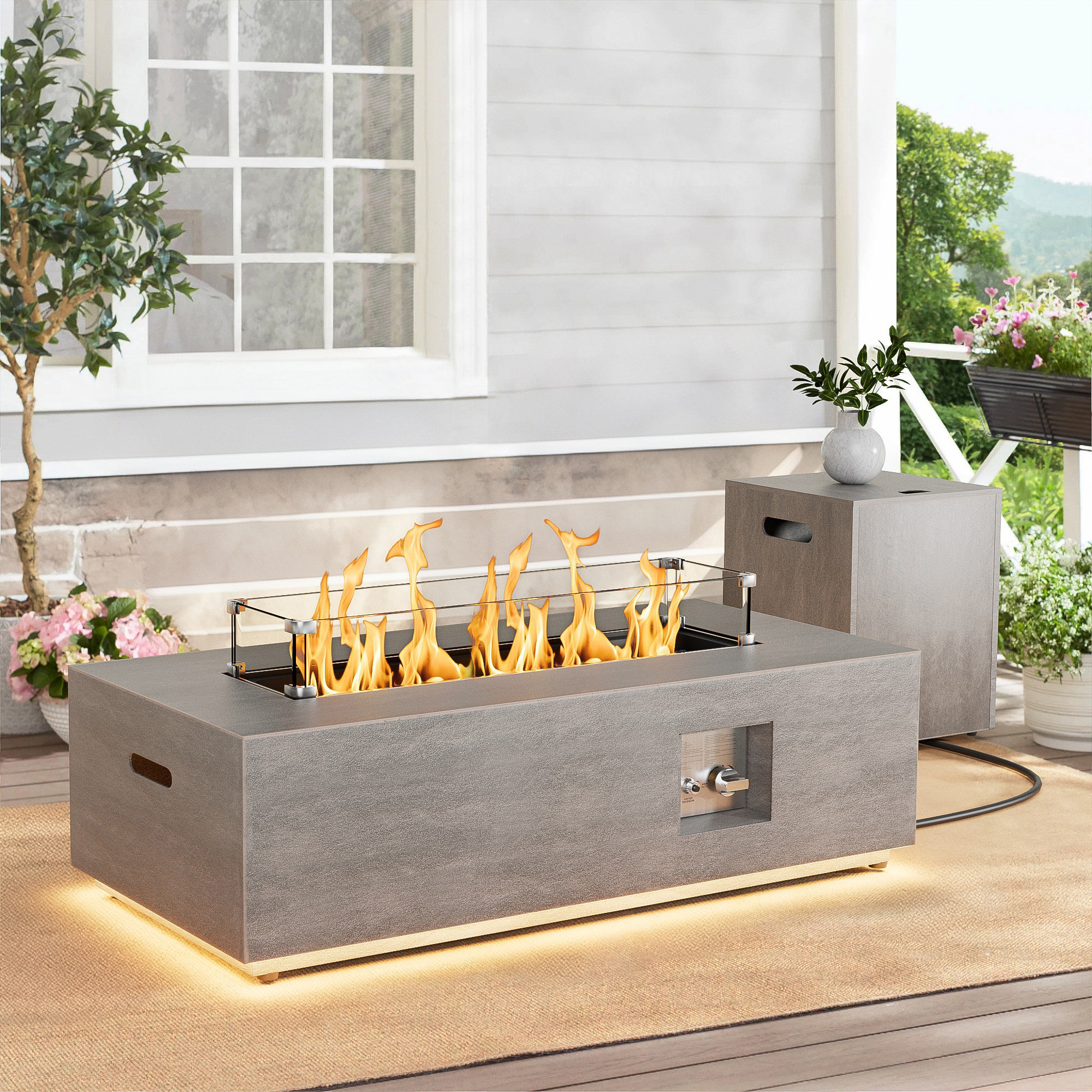 Latitude Run® 12.6’’ H X 42’’ W Metal Propane Outdoor Gas Fire Pit ...