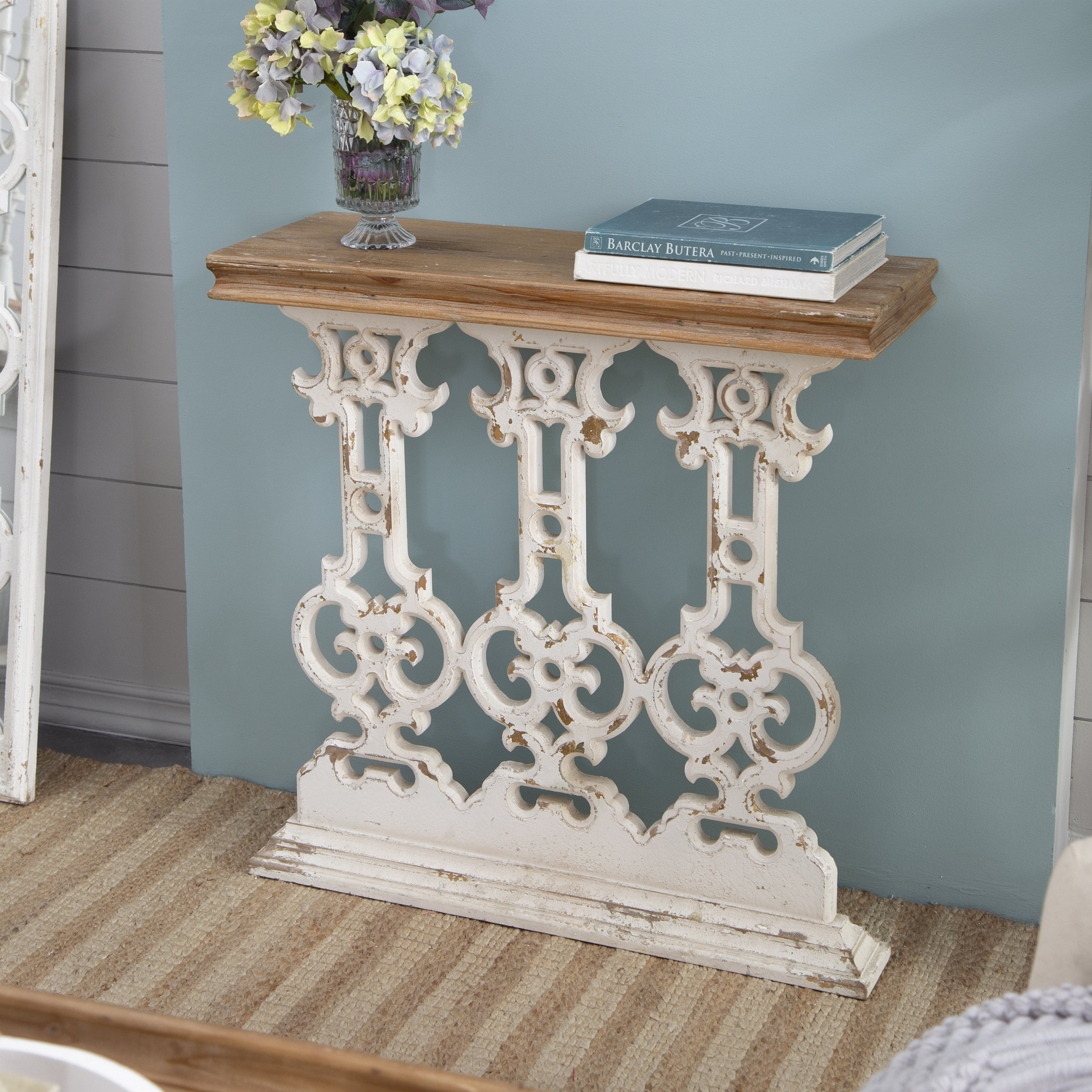 Astoria Grand Classic Vintage White Wash Console Table | Wayfair