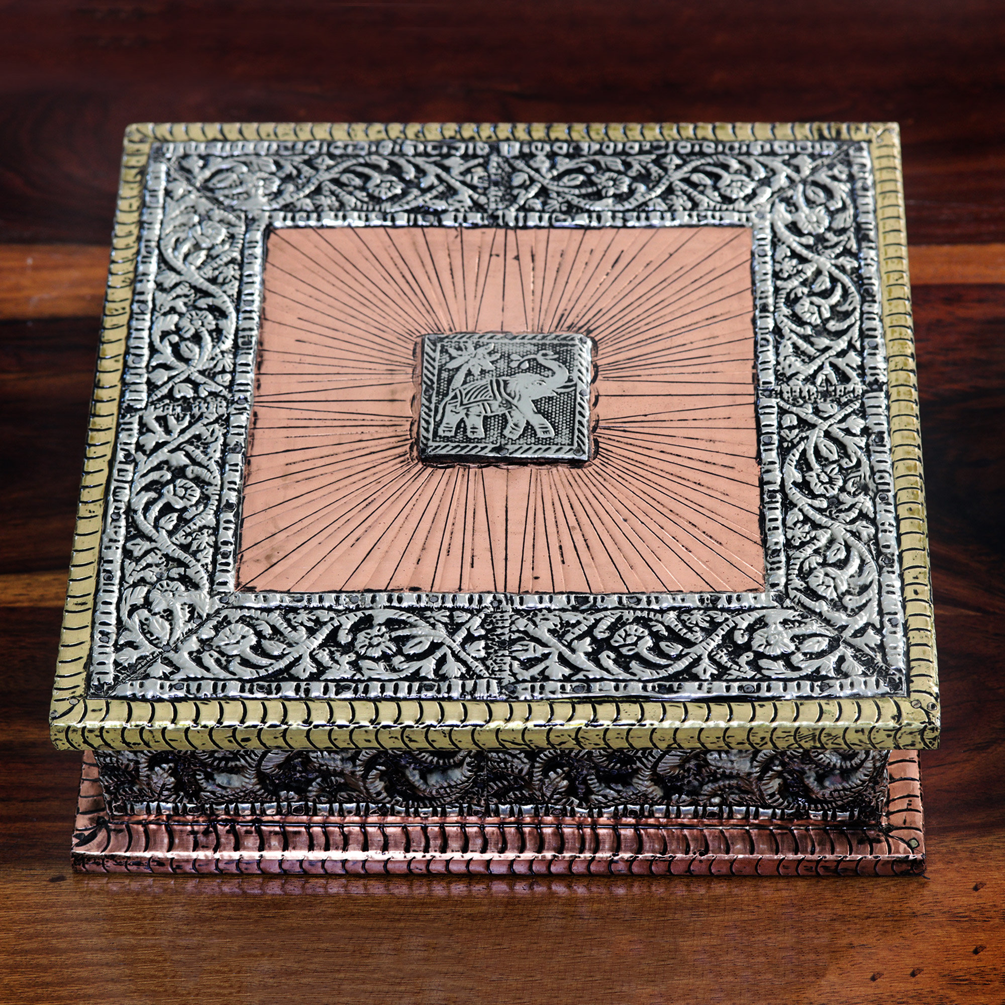 Bungalow Rose Handmade Royal Greetings Embossed Metal Jewelry Box | Wayfair