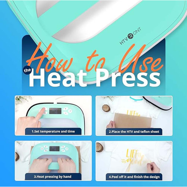 HTVRONT Heat Press Machine for T Shirts, Portable Heat Press 10"X10 ...