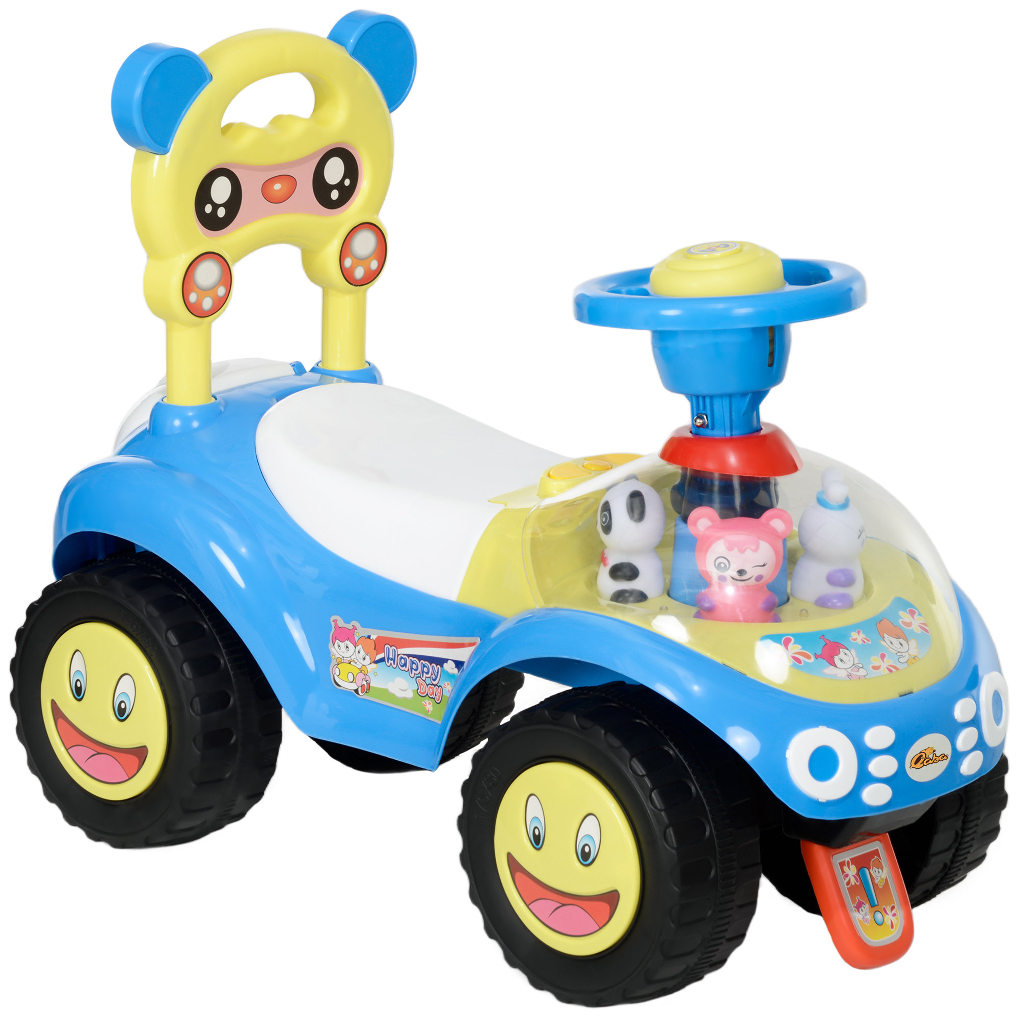 Qaba Toddler Push Car, Foot to Floor Ride on Car with Horn, Light ...
