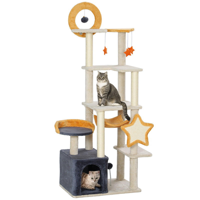 Tucker Murphy Pet™ 63 Inch Cat Tree, Star and Moon Themed Cat Tower for ...