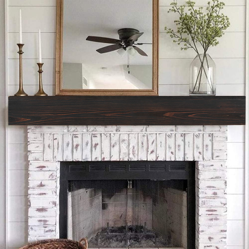 Millwood Pines Rustic Fireplace Mantel, Wall-Mounted Floating Shelf for ...