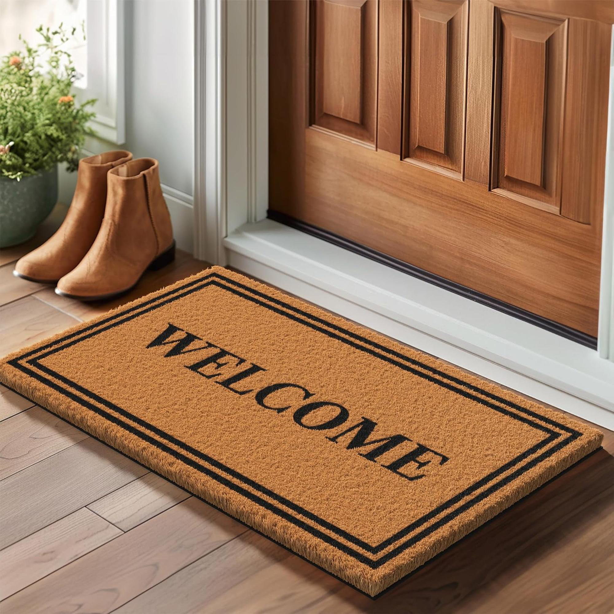 Gracie Oaks Natural Coco Coir Heavy Duty Backing Doormat Cute Non Slip ...