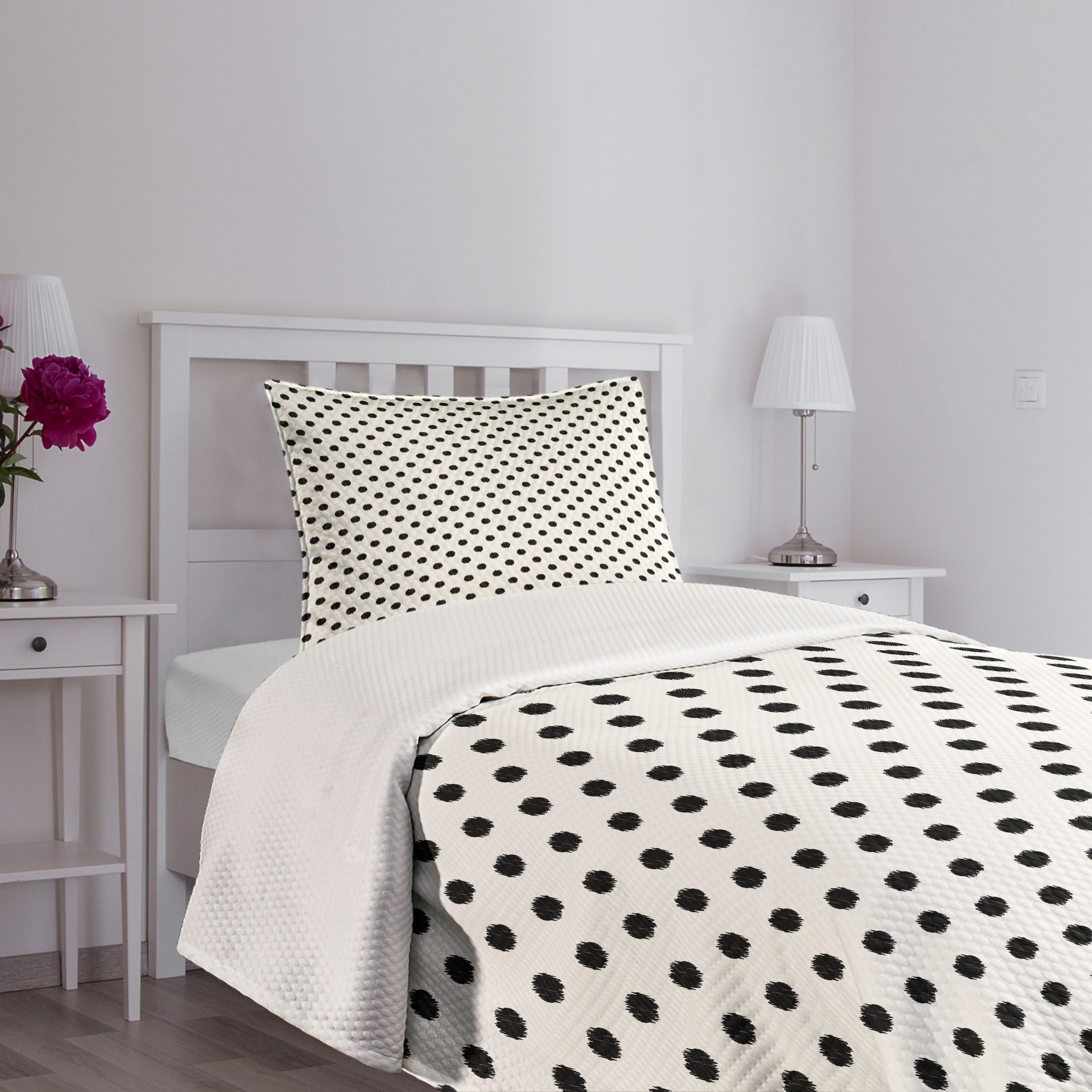 Ambesonne Geometric Bedspread Large Polka Dots Black White | Wayfair