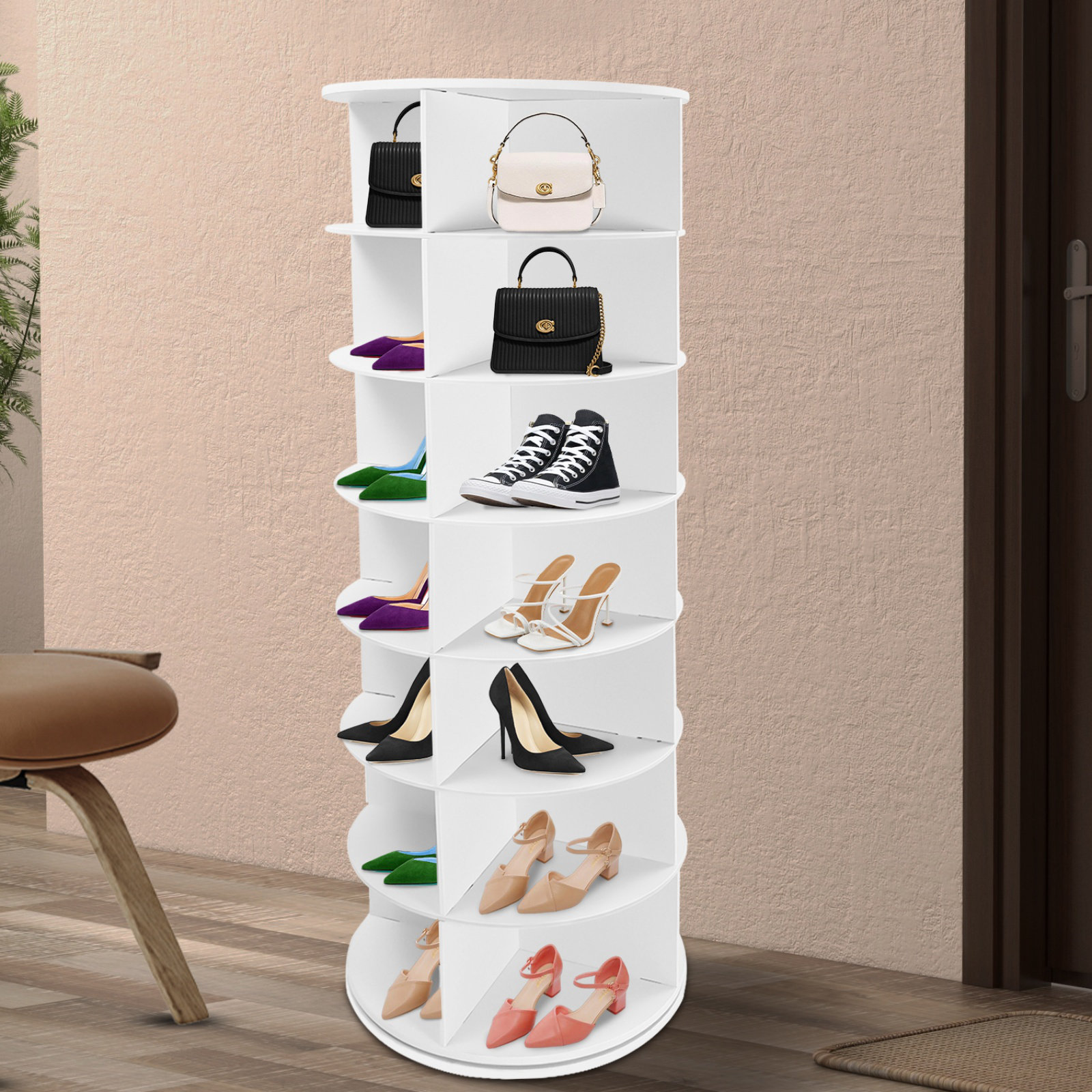 Latitude Run® Rotating Shoe Rack, Free Standing Shoe Rack, Shoe ...