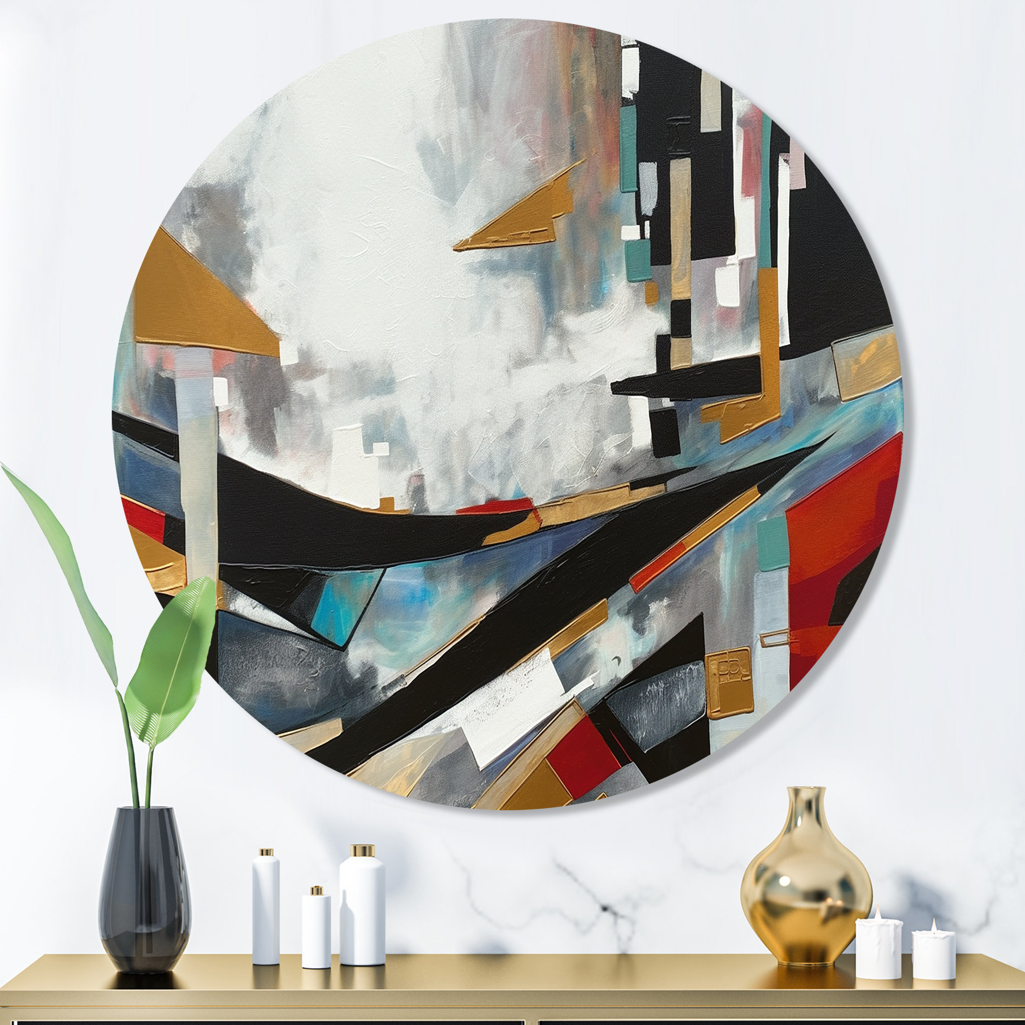 Mercer41 Edgerrin Beyond Nature IV - Abstract Landscapes Round Metal ...
