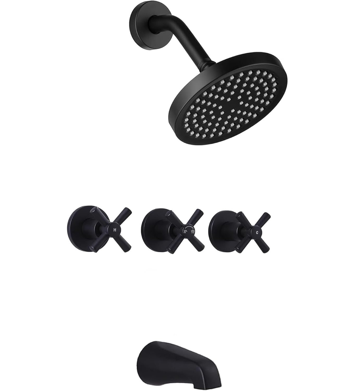 SOLVUR 3 Handle Tub Shower Faucet Matte Black Three Handles Shower Faucet Set With Tub And ...