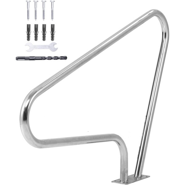 ASOPIX Pool Handrail, 304 Stainless Steel Pool Handrail, 385 LBS Load ...