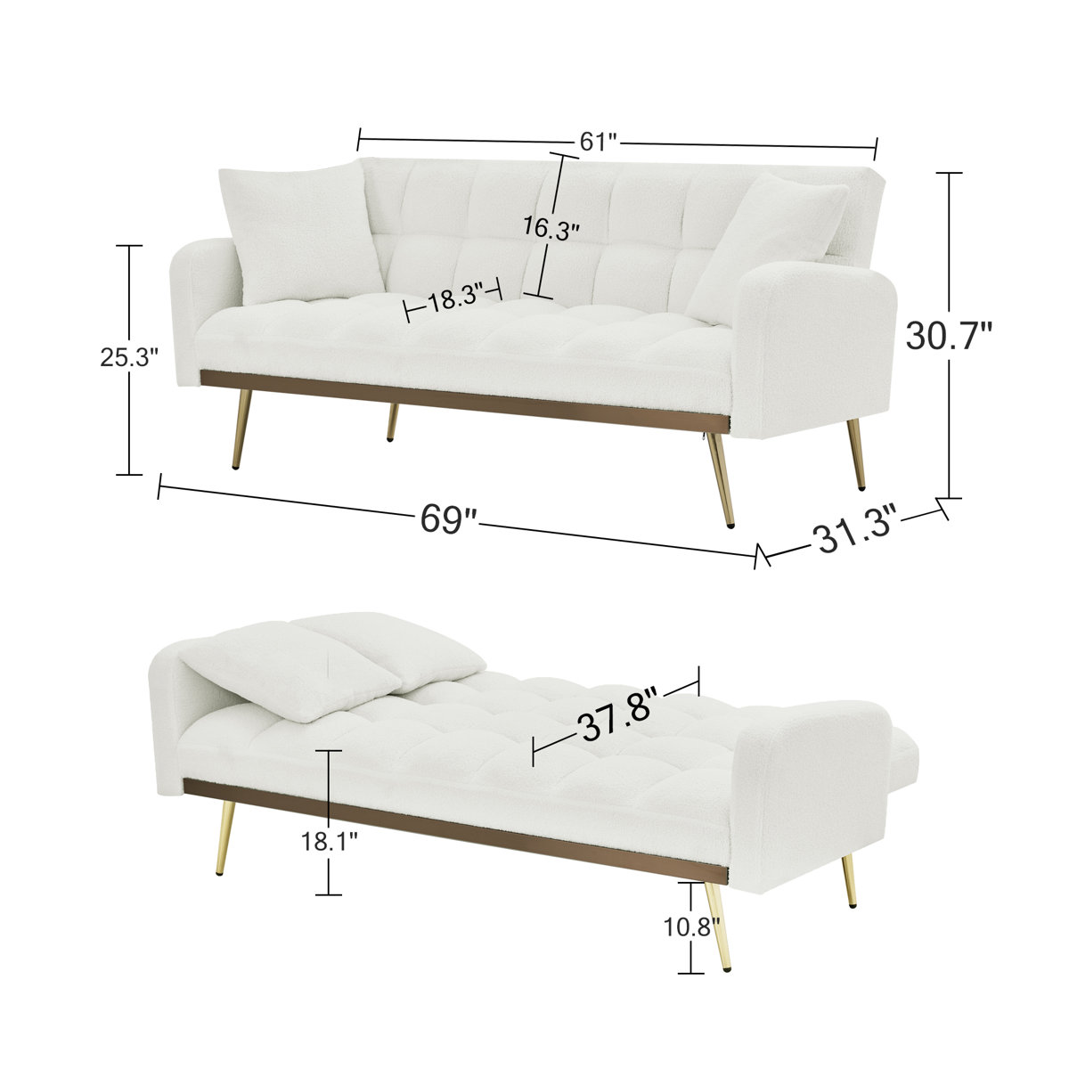 Mercer41 Rinor 69'' Square Arm Sleeper & Reviews | Wayfair
