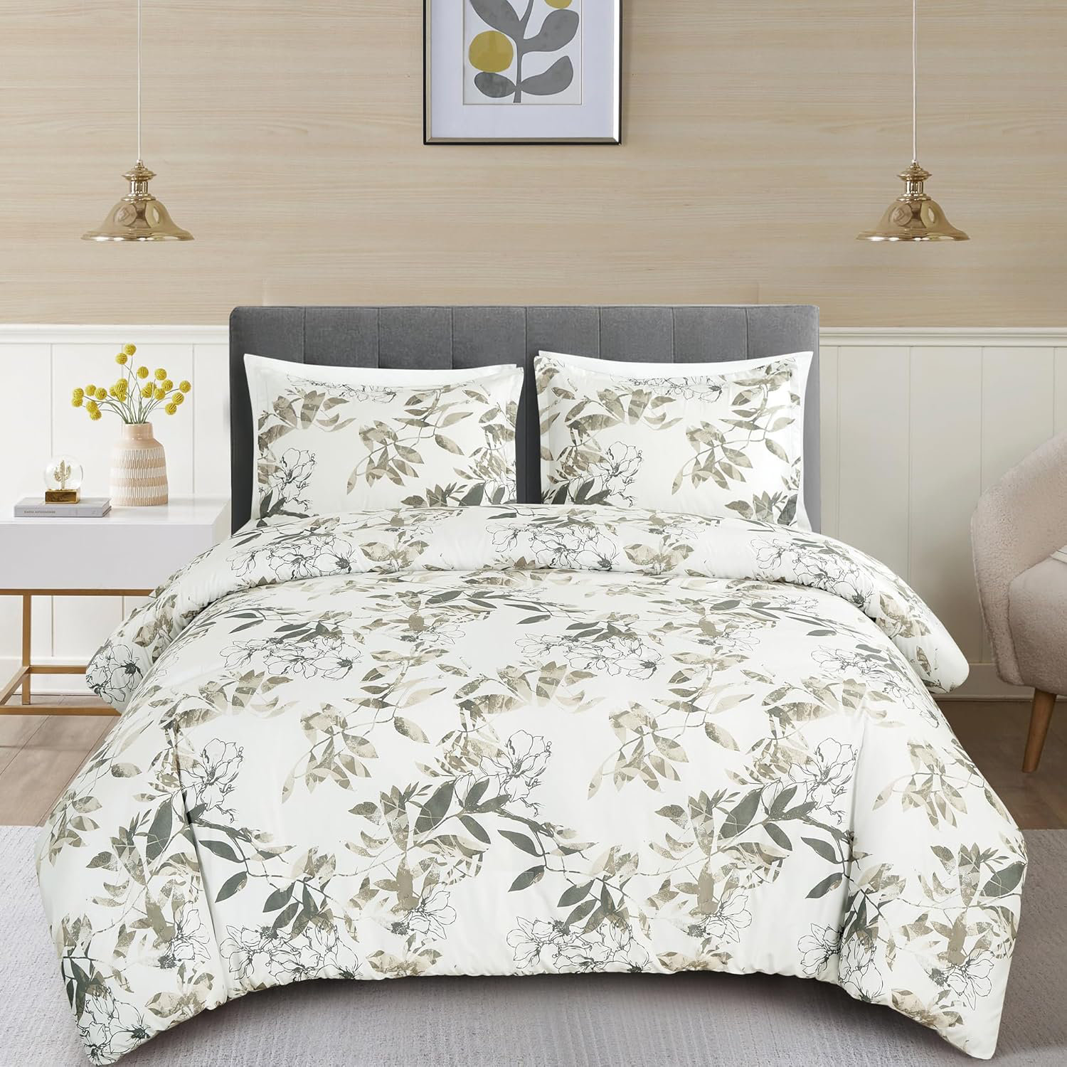 Chezmoi Collection Julia Floral Printed Microfiber Comforter Set | Wayfair