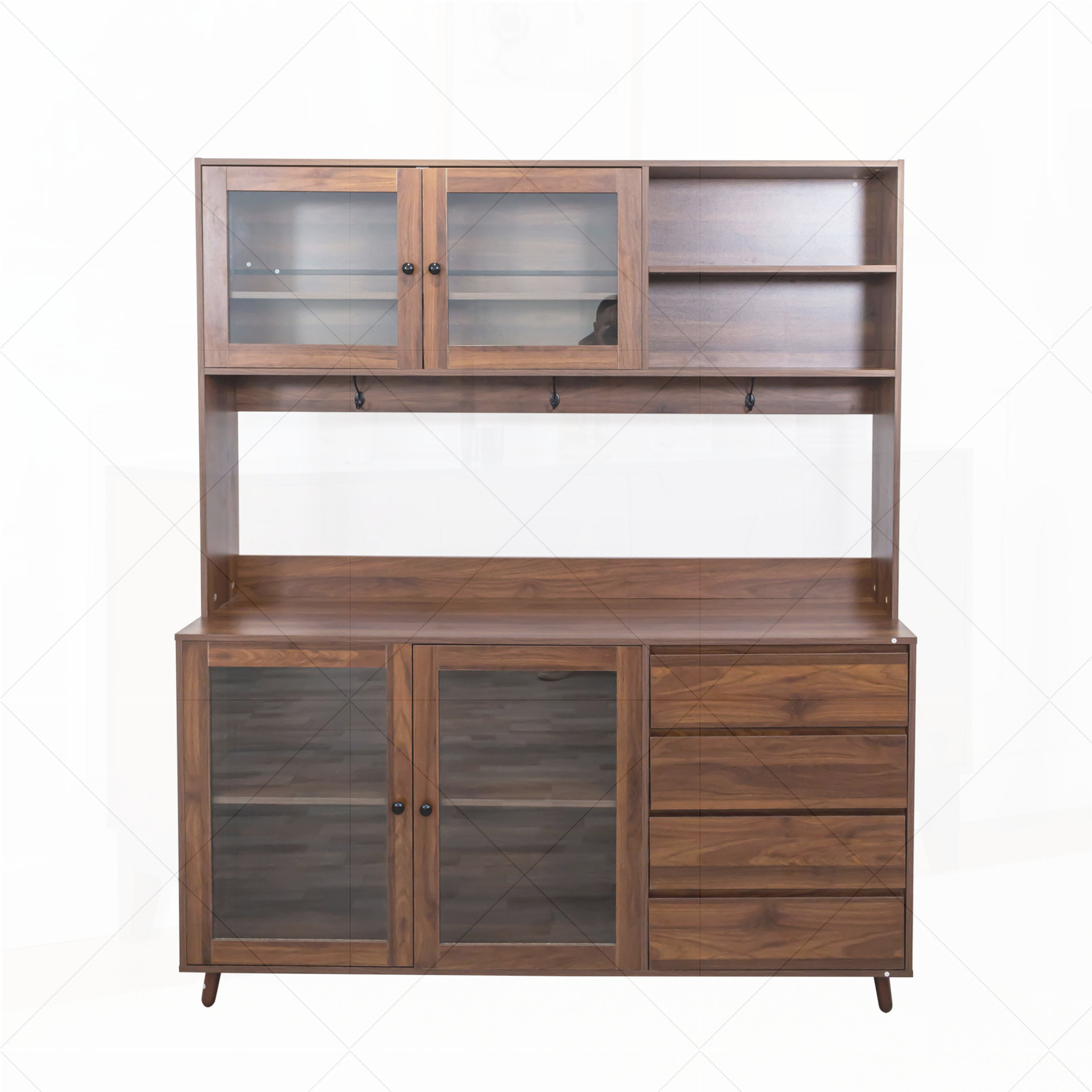 George Oliver 63" W Large Kitchen Hutch Cabinet, Freestanding Pantry ...