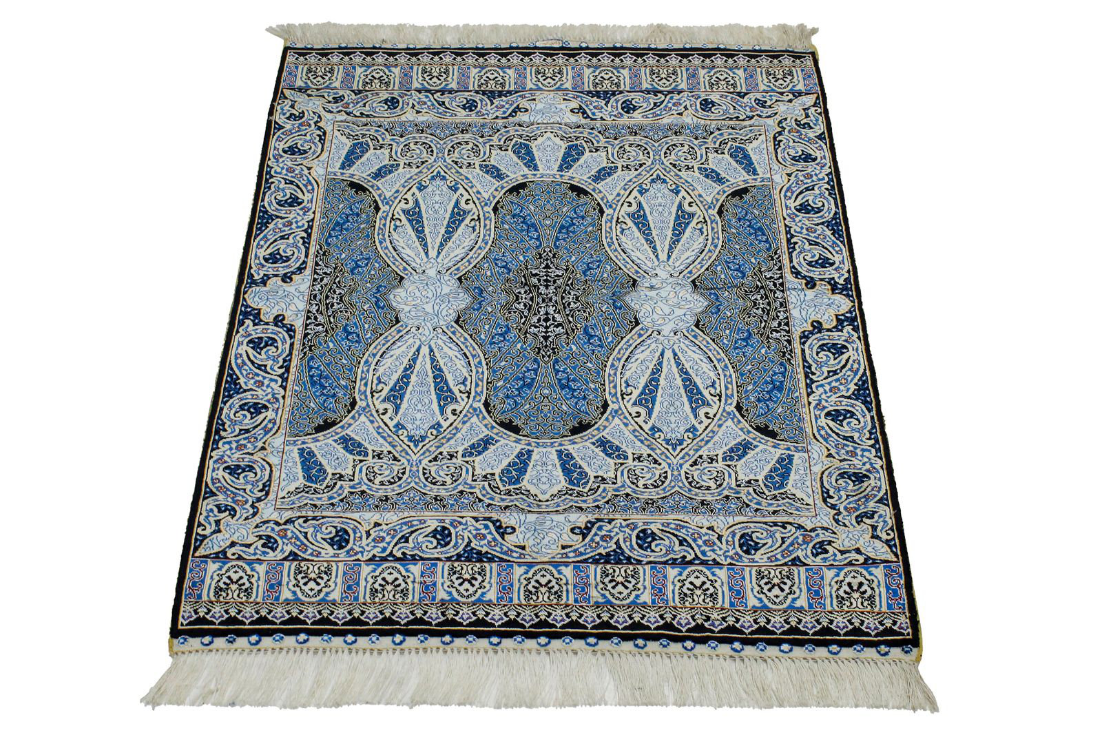 Home and Rugs 3x4 Black and Blue Turkish Silk Rug | Wayfair