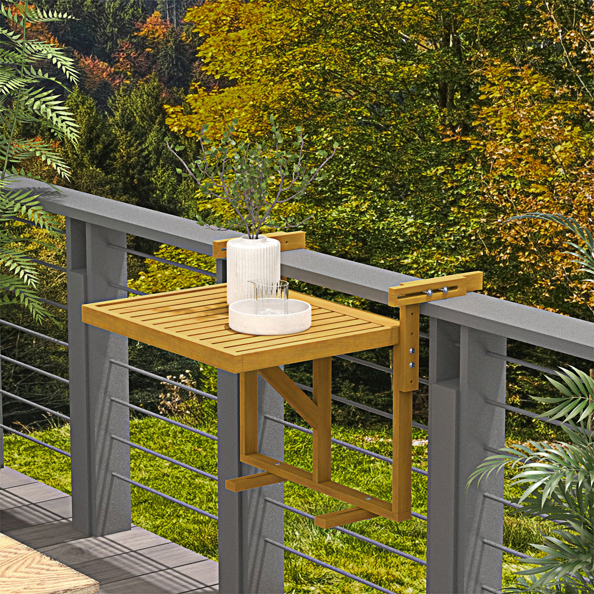 Lark Manor™ Atiim Folding Solid Wood Balcony Table | Wayfair