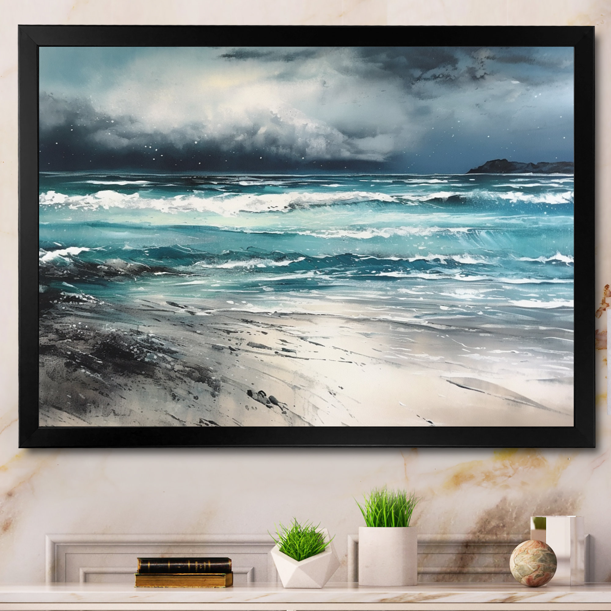 Dovecove 63222_Ocean'S Embrace IV - Modern Landscape Beach Canvas Wall ...